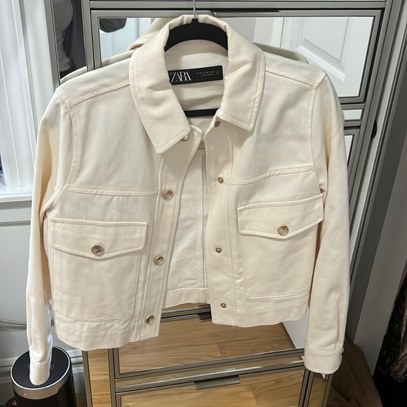 Jackets & Coats | Zara White Cotton Jacket | Poshmark